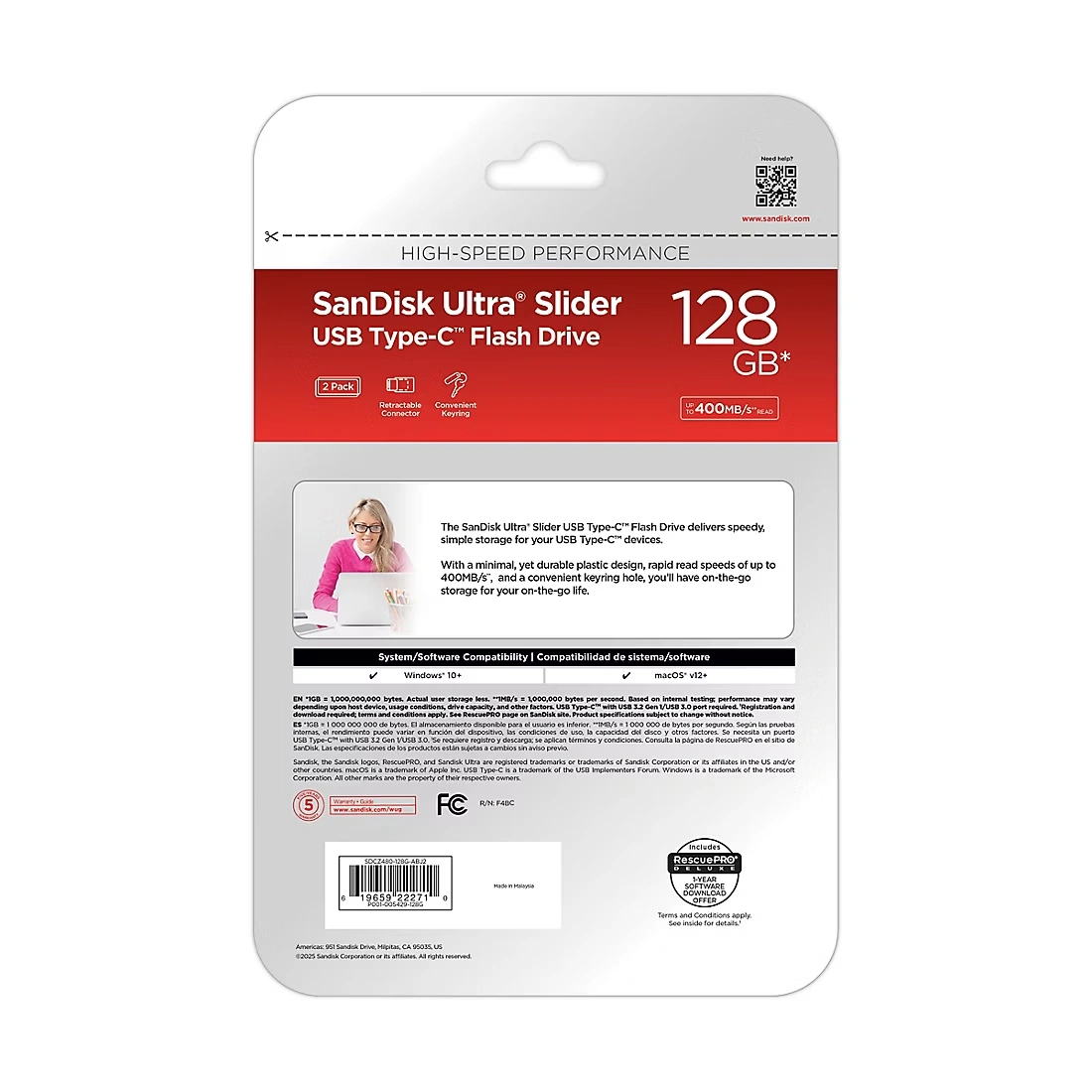 128GB SanDisk Ultra Slider USB Type-C Drive, 2 Pk. - BJ's Wholesale Club